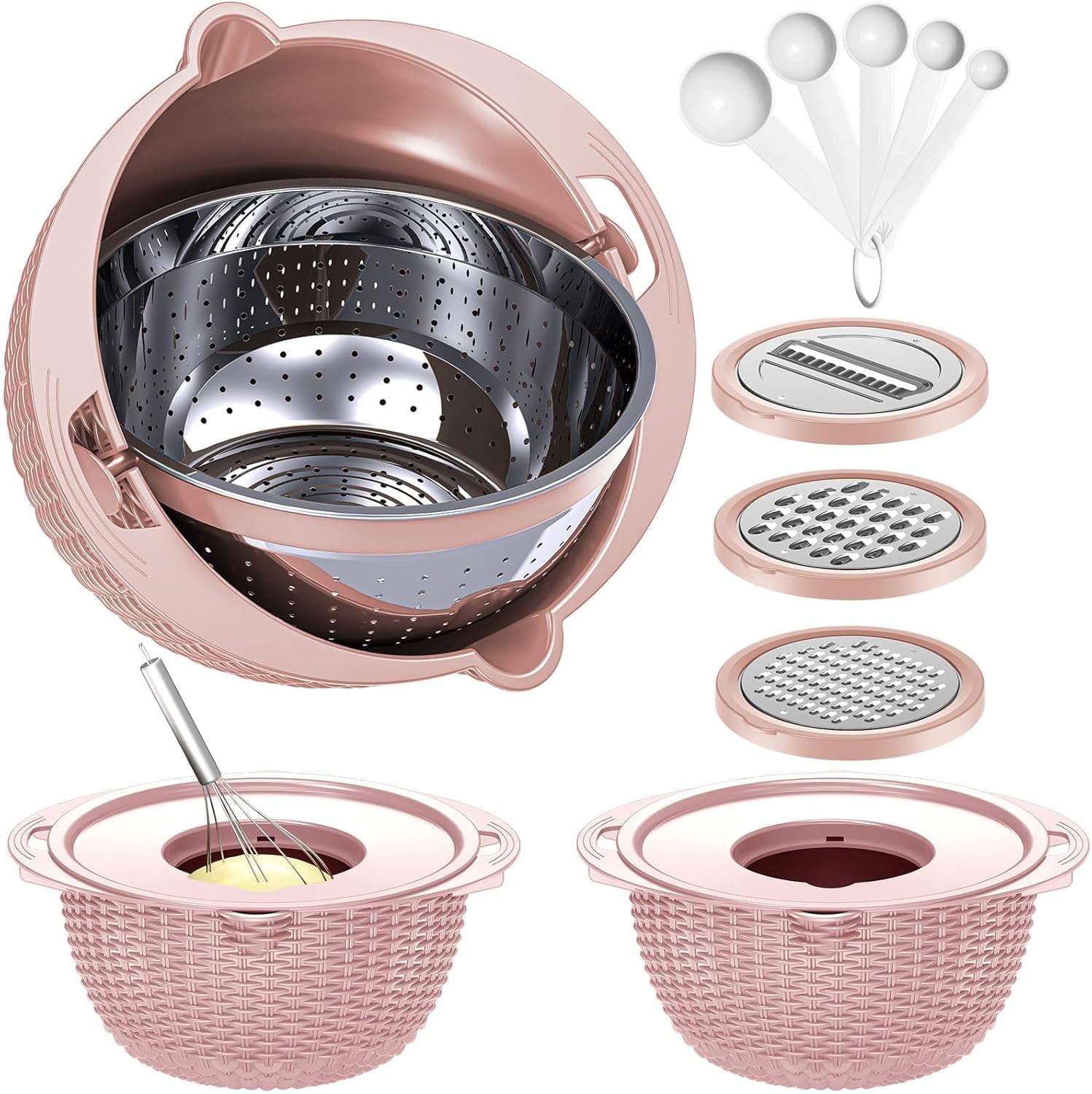 4-1 Colander with Bowl Set - Pasta Strainer - Colander for Kitchen ...