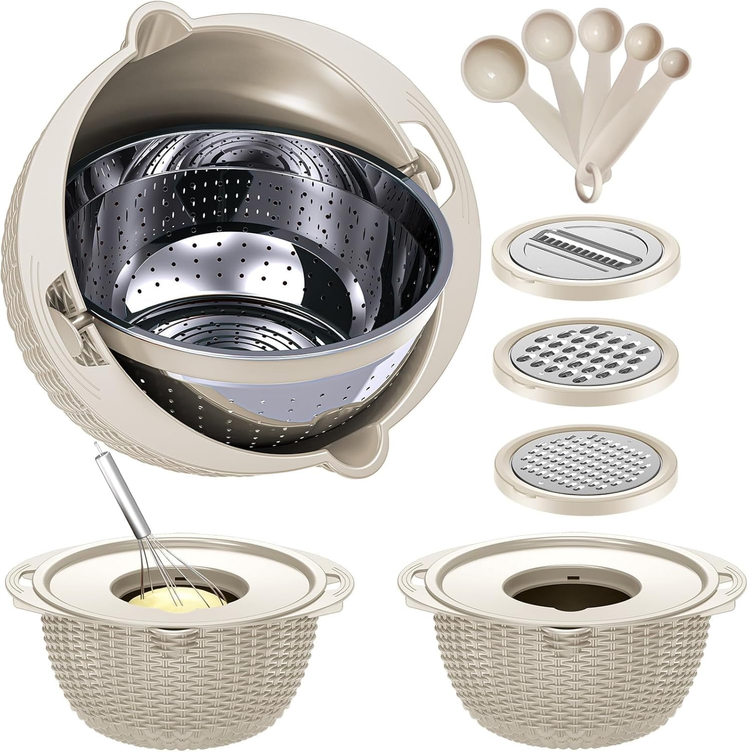 4-1 Colander with Bowl Set - Pasta Strainer - Colander for Kitchen ...