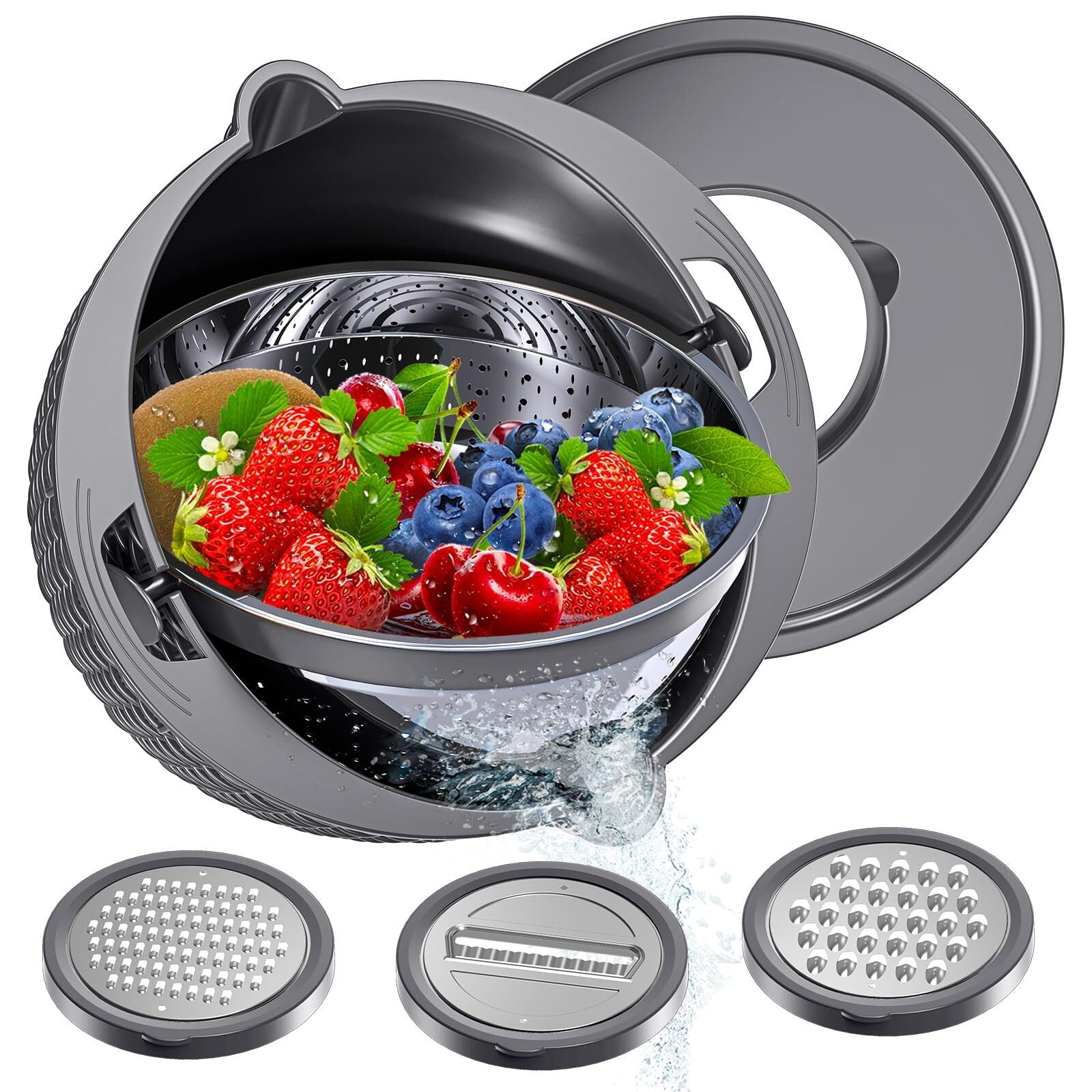 4-1 Colander with Bowl Set - Strainers for Kitchen, Food Strainers and ...