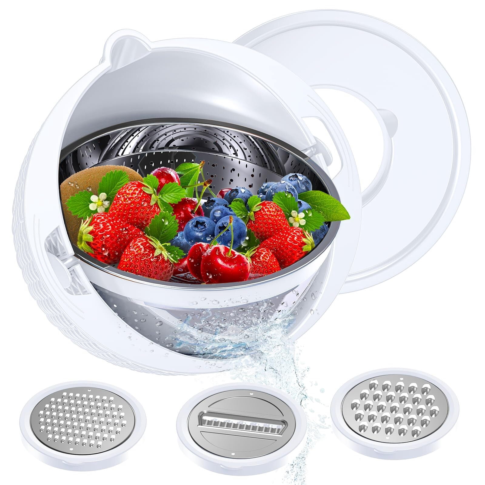 4-1 Colander with Bowl Set - Strainers for Kitchen, Food Strainers and ...