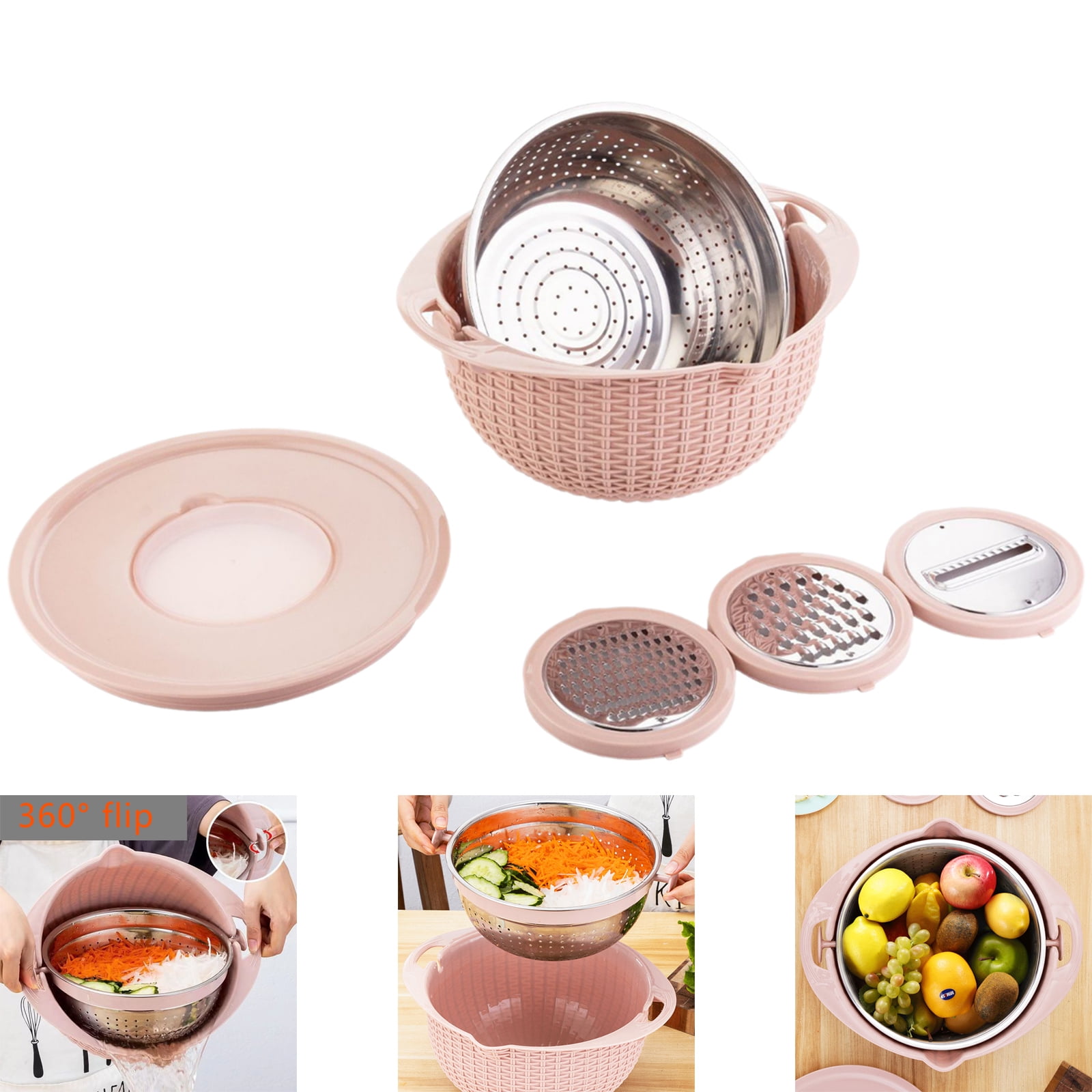 4-1 Colander with Mixing Bowl Set - Food Strainers and Colanders for ...