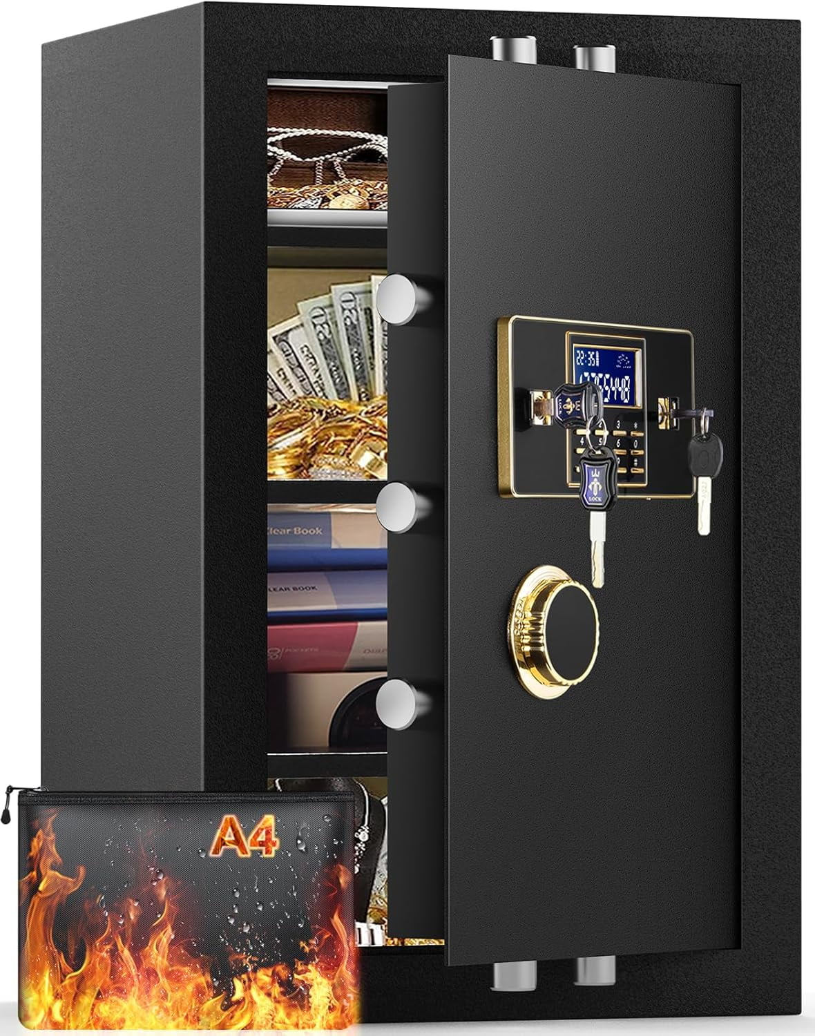 4.1 Cuft Extra Large Safe Box Fireproof Waterproof with Fireproof ...