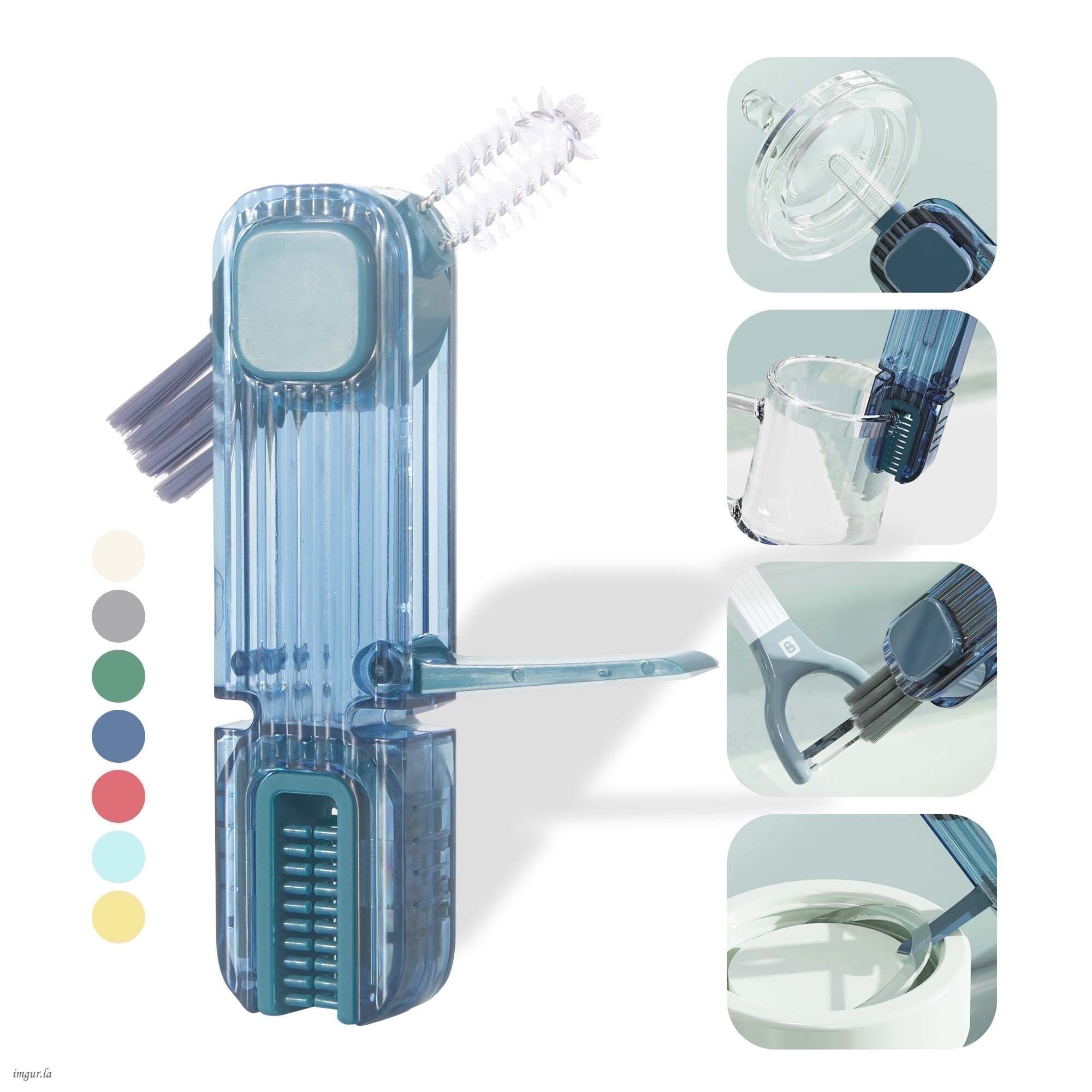 Vidonio Portable Cup Lid Cleaner with Brushes 4 in 1 Nany Blue Silicone ...