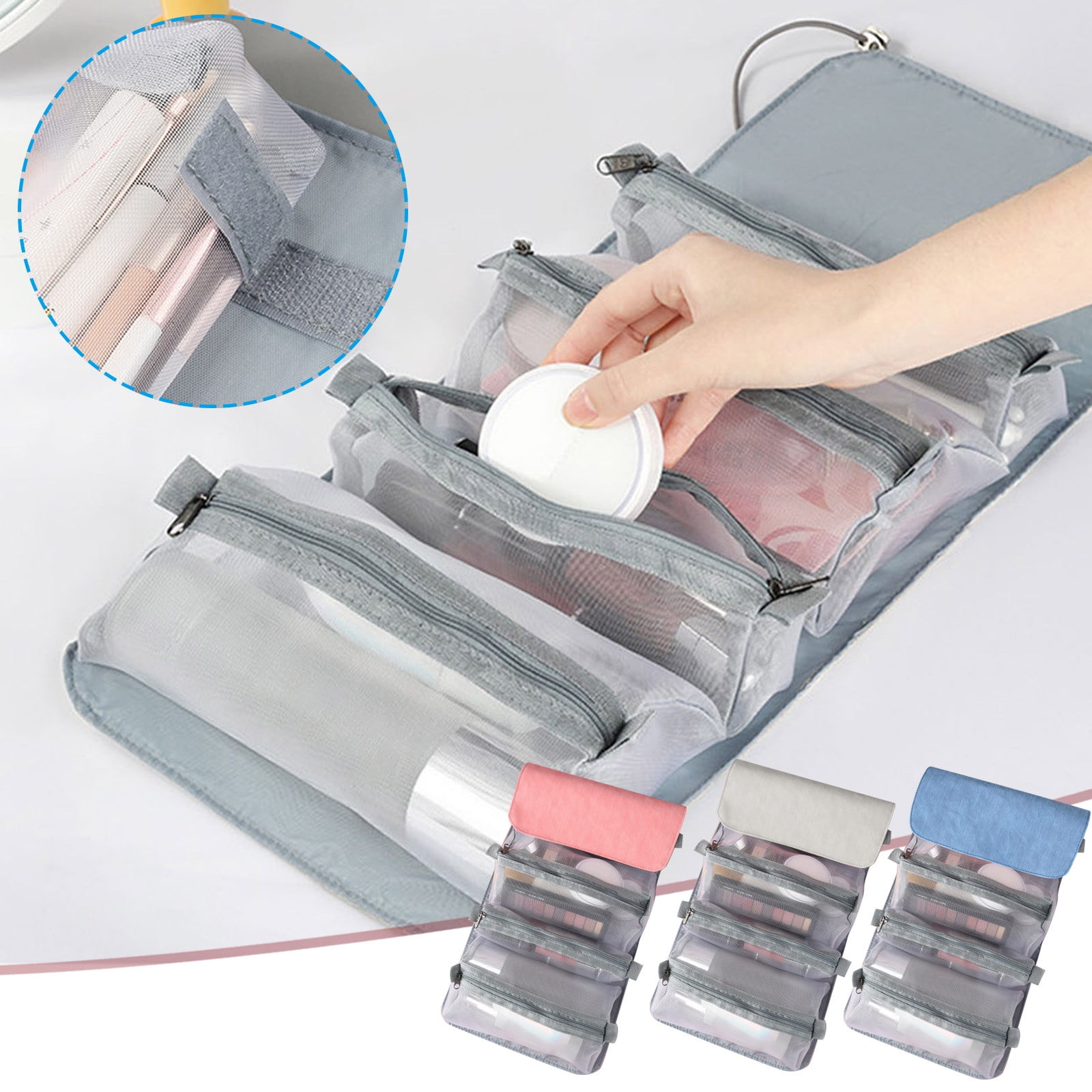 4 in 1 Detachable Hanging Makeup Bag, Water Resistant Nylon Travel ...