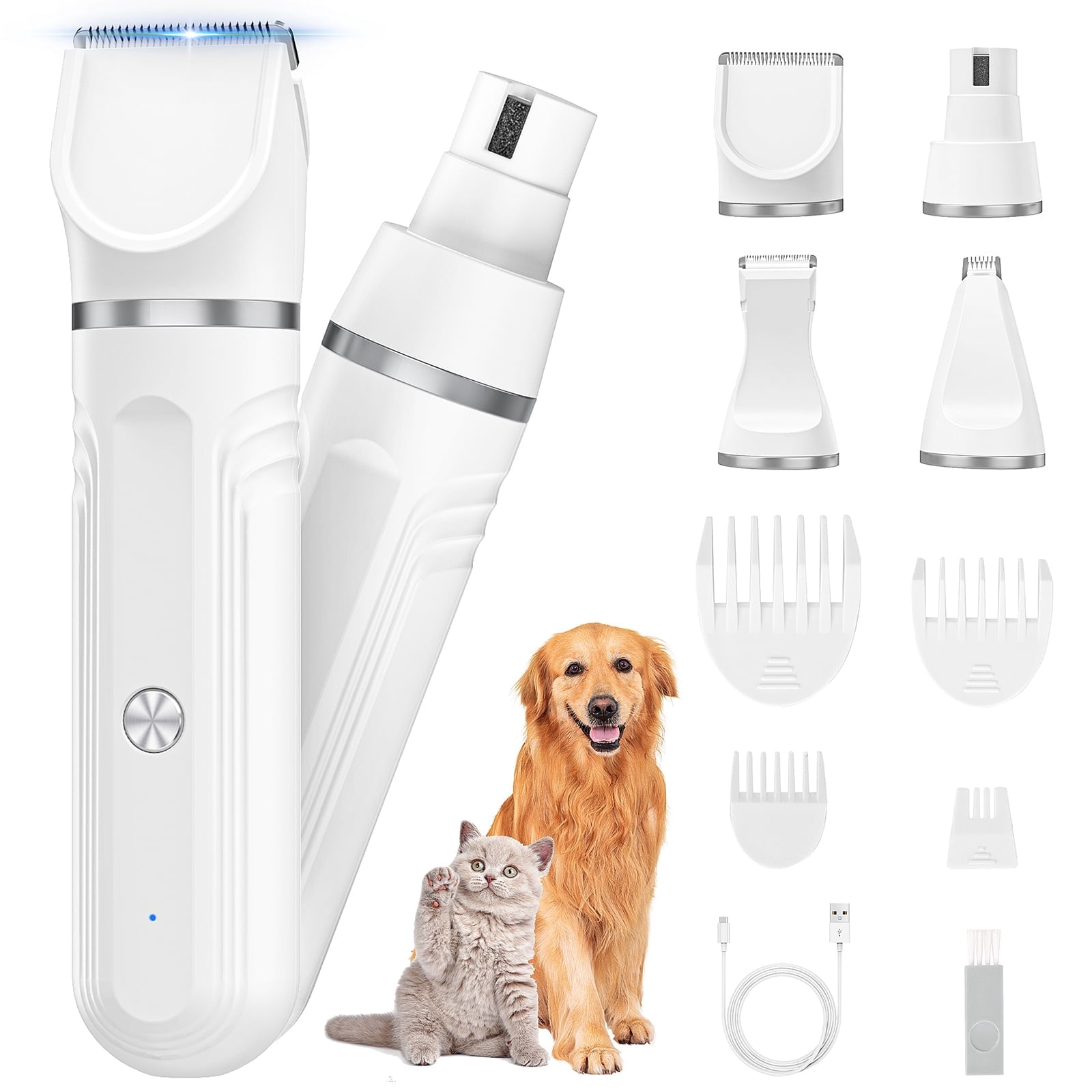 Cshidworld 4 in 1 Dog Grooming Kit, Cordless Quiet Clippers, Waterproof ...