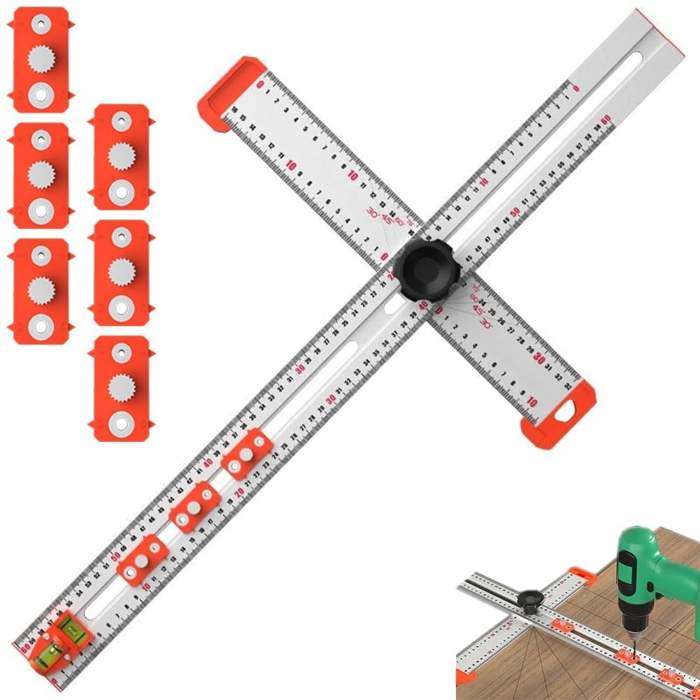 4 in 1 Drilling Positioning Ruler, 24 in T Square, Multi-Function T ...