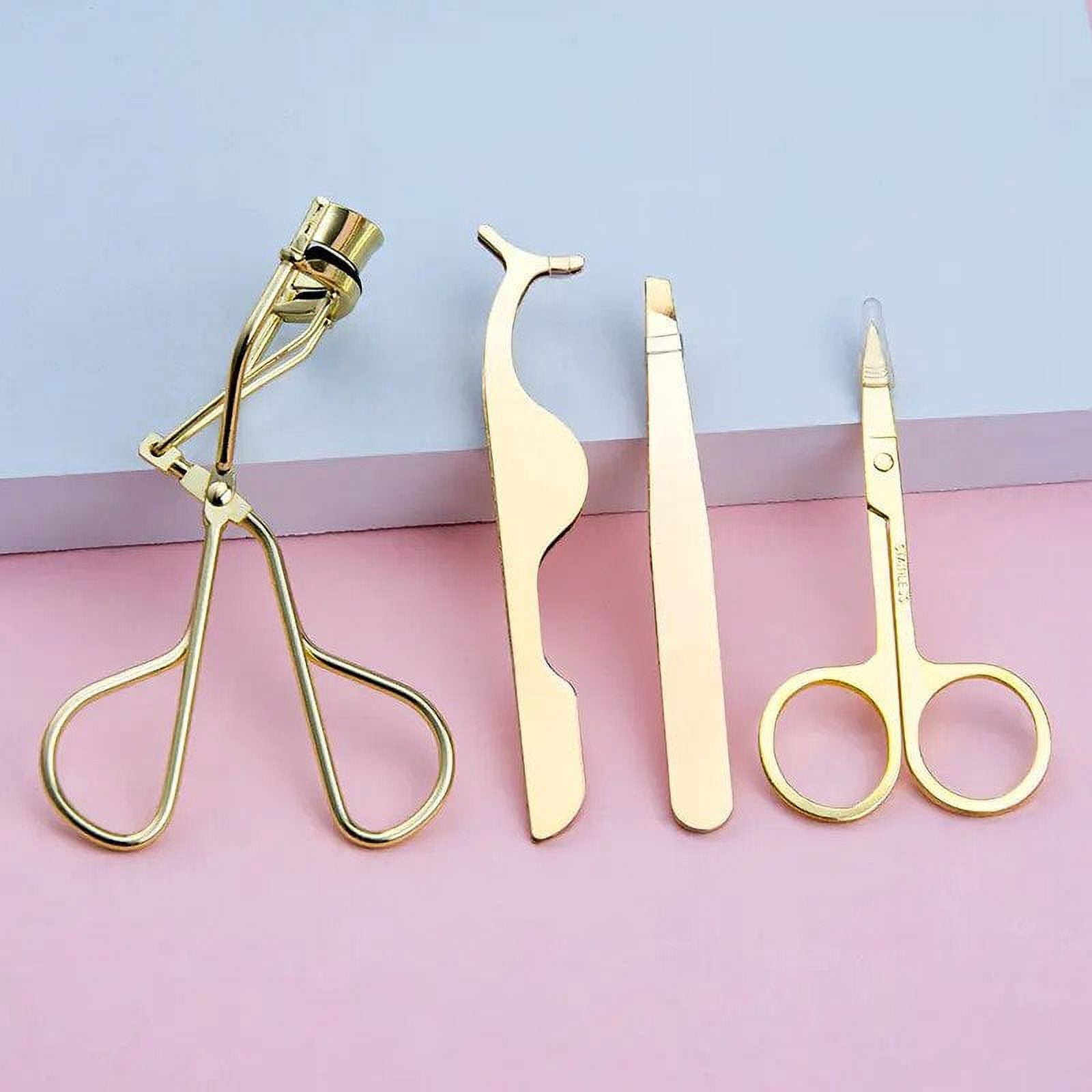 4 in 1 Eyelash Curler Kit with Satin Bag & Refill Pads and Tweezer ...