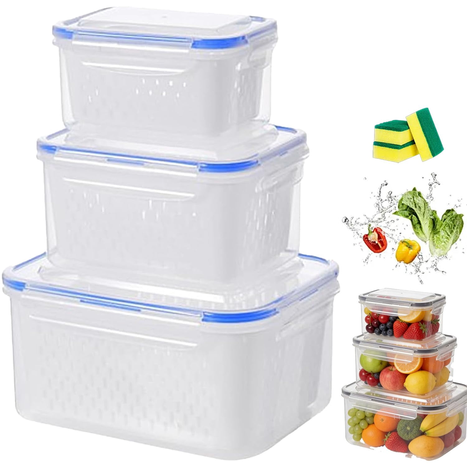 4 In 1 Food Storage Container, Fruit Saver Storage Containers for ...