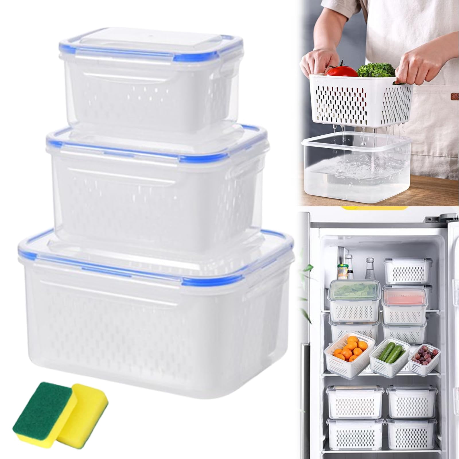 4 in 1 Food Storage Container, Household Transparent Plastic Food ...