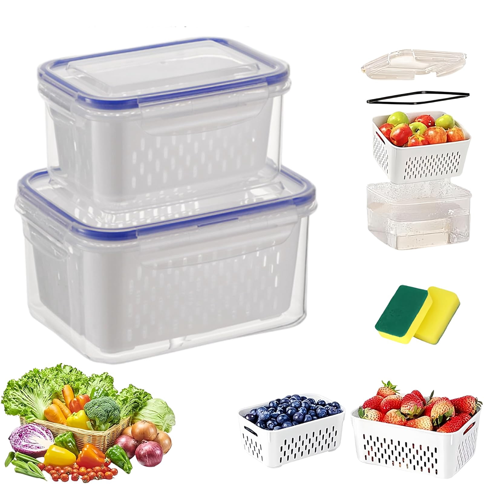 4 in 1 Food Storage Container, Household Transparent Plastic Food ...