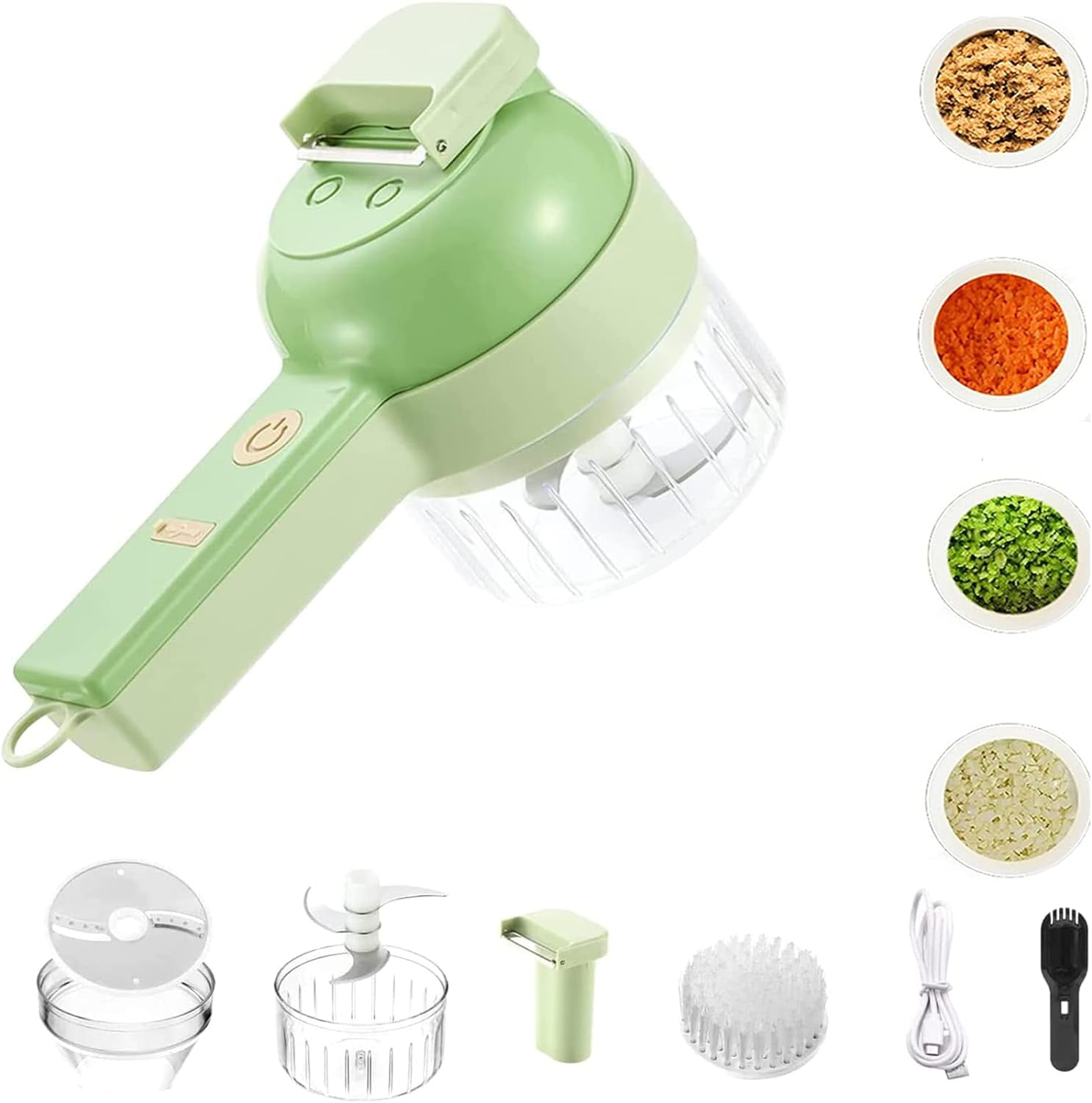 4 In 1 Handheld Electric Vegetable Cutter Set, Wireless Food Chopper, Portable Electric ...