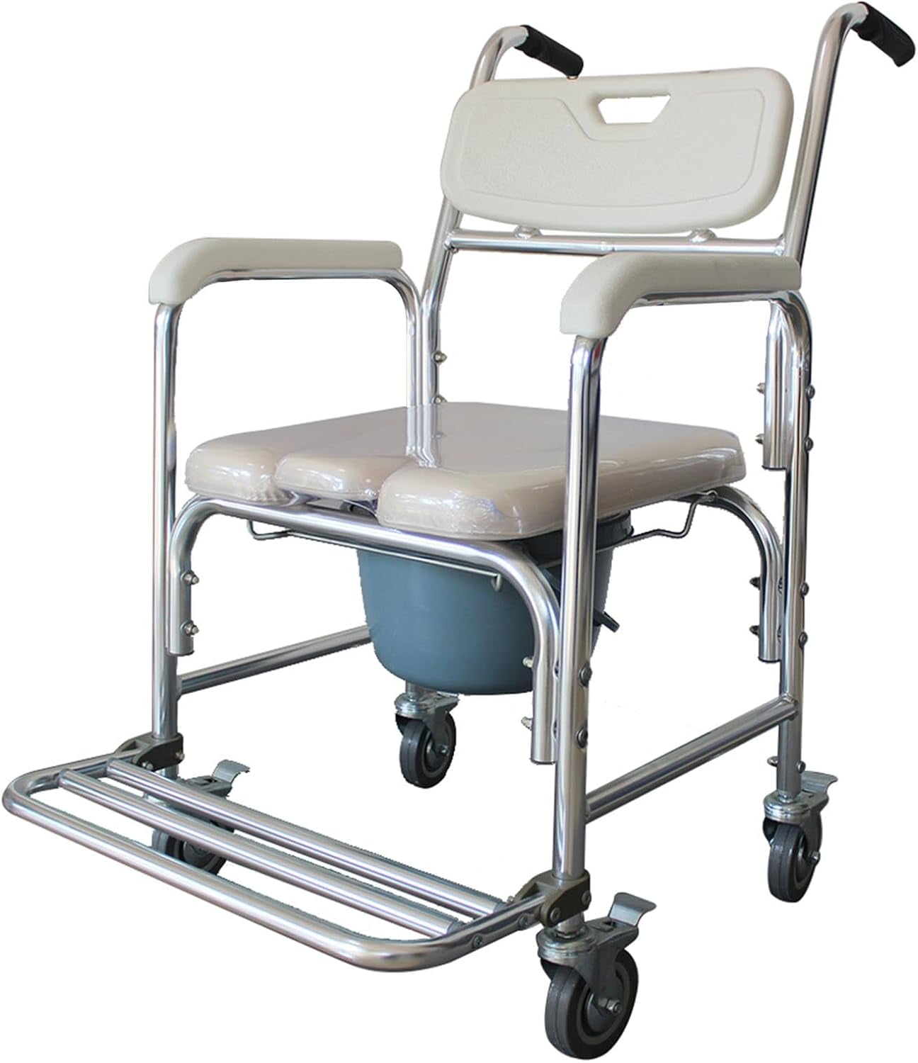 4 in 1 Heavy Duty Bedside Commode,300Lbs Padded Commode Chair for Toilet with Arms,Transport ...