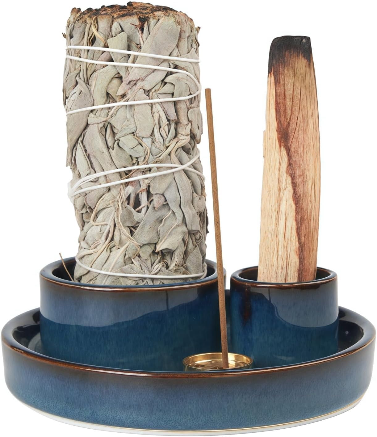 4 in 1 Incense Holder, Ceramic Incense Stick and Palo Santo Holder,Sage ...