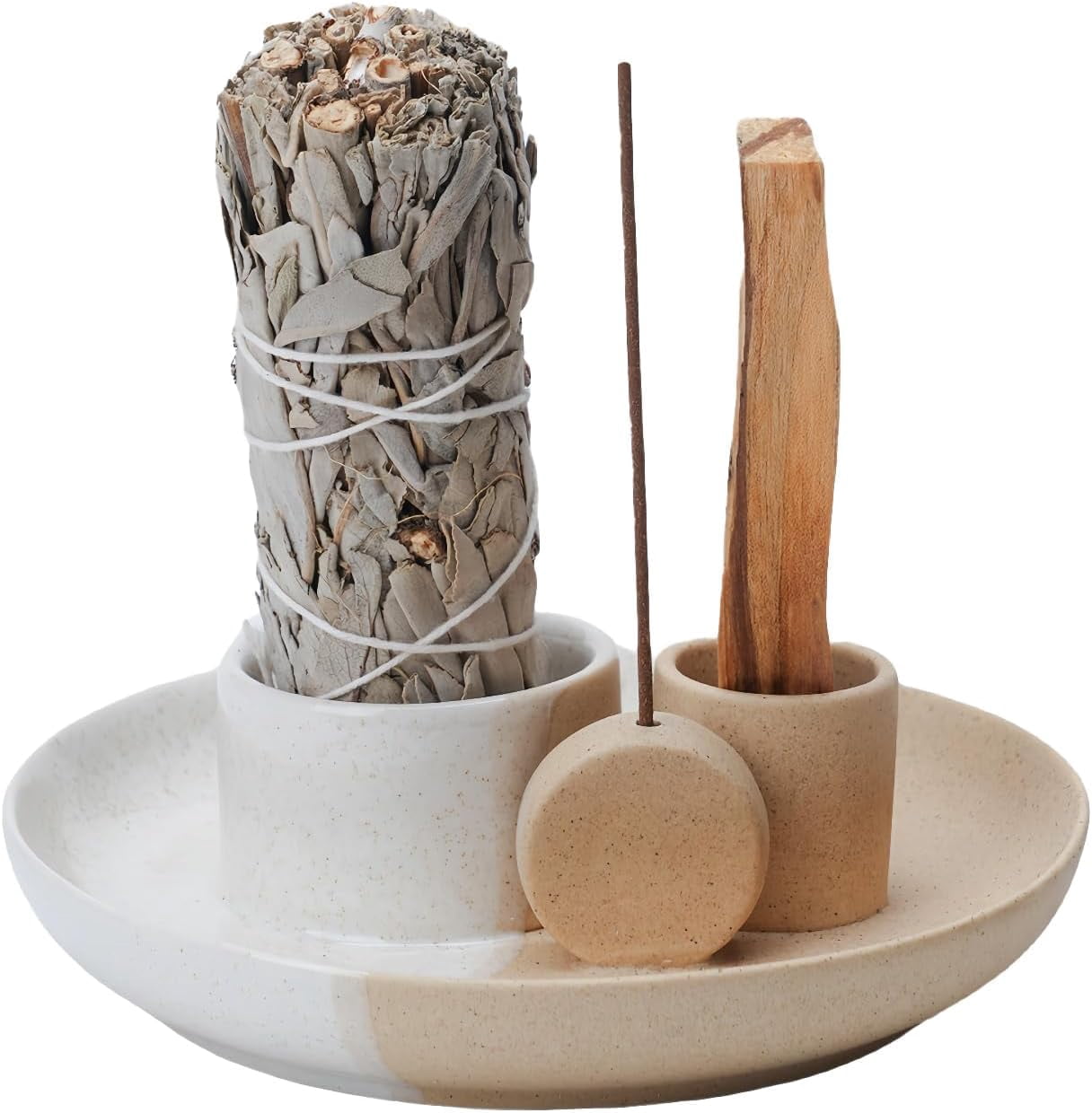 4 in 1 Incense Holder, Ceramic Incense Stick and Palo Santo Holder,Sage ...