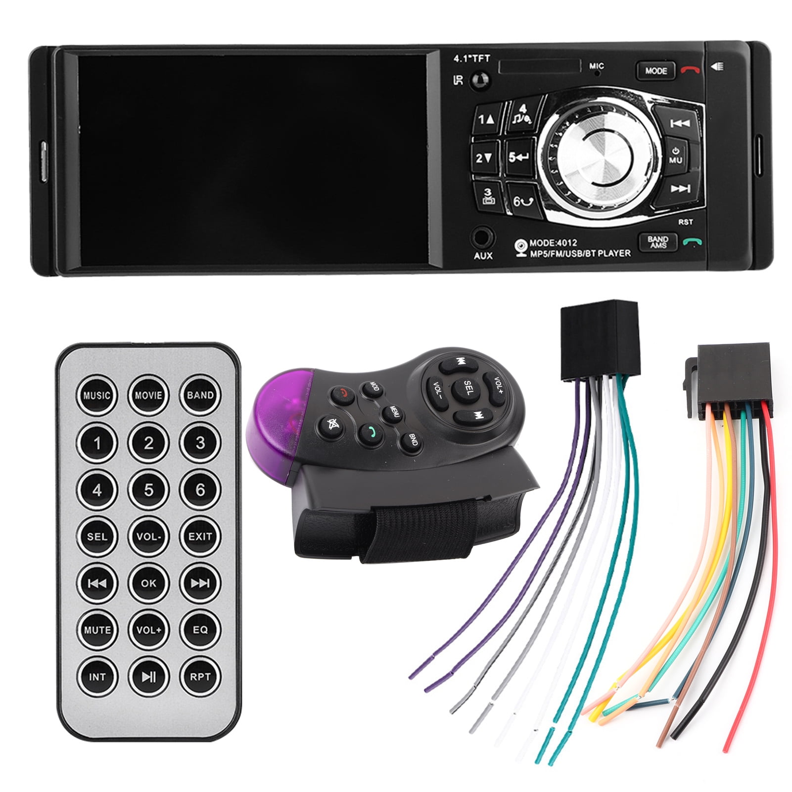 4.1 Inch Bluetooth Car MP5 Player Video FM Radio USB AUX Steering Wheel ...