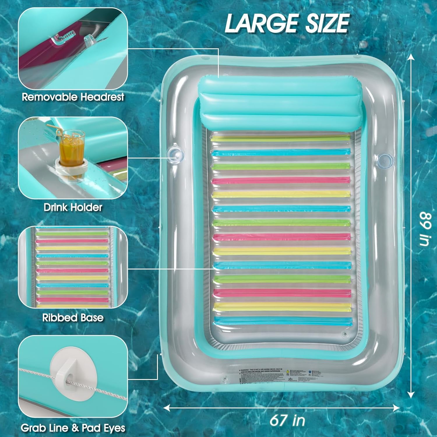 4 in 1 Inflatable Tanning Pool Lounger Float - Sun Tan Tub Sunbathing ...