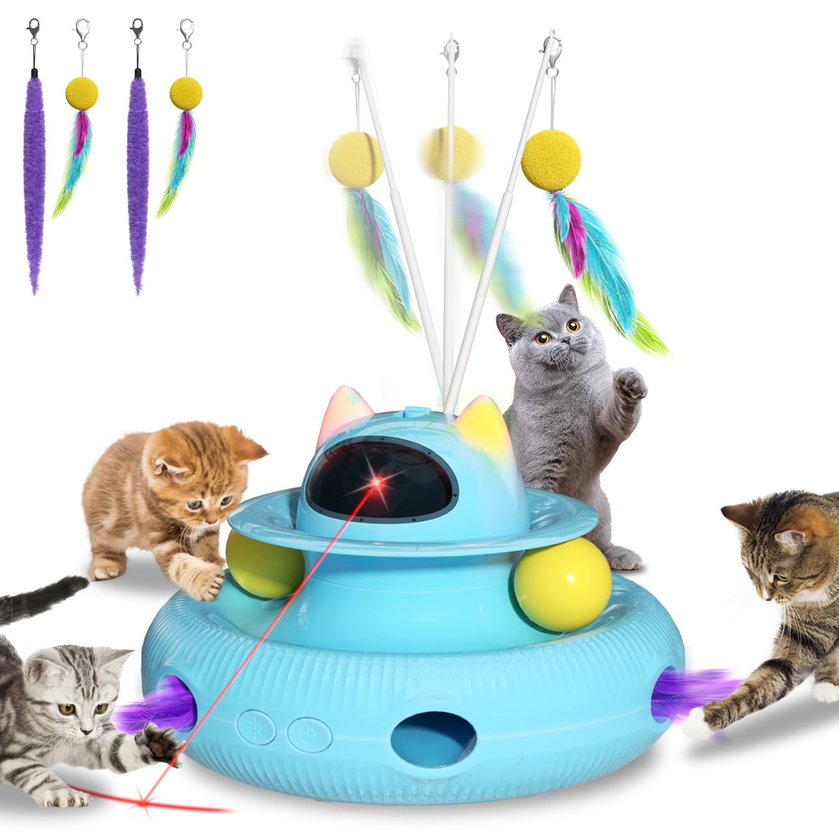4 in 1 Interactive Cat Toys, Laser Pointer Kitty Toy, Rotating ...