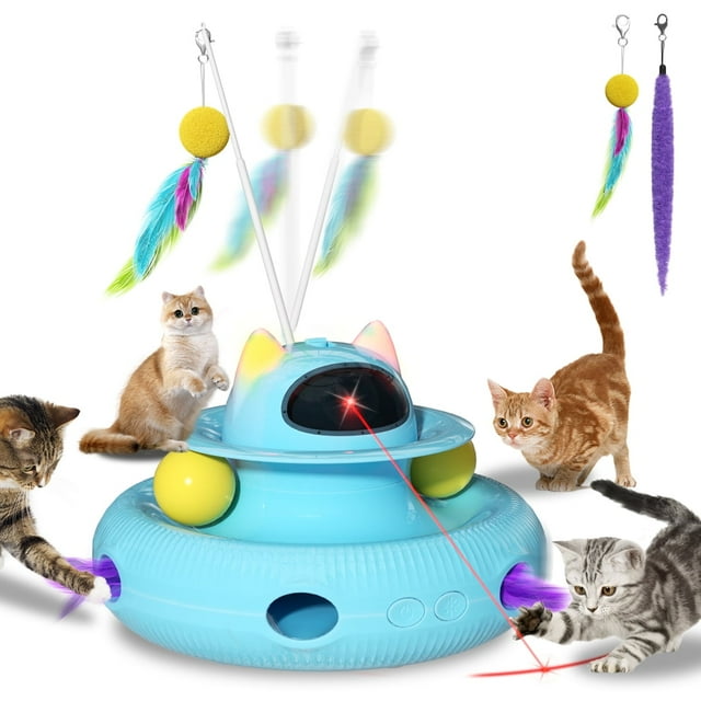 4 in 1 Interactive Cat Toys with USB Rechargeable, Laser Light ...
