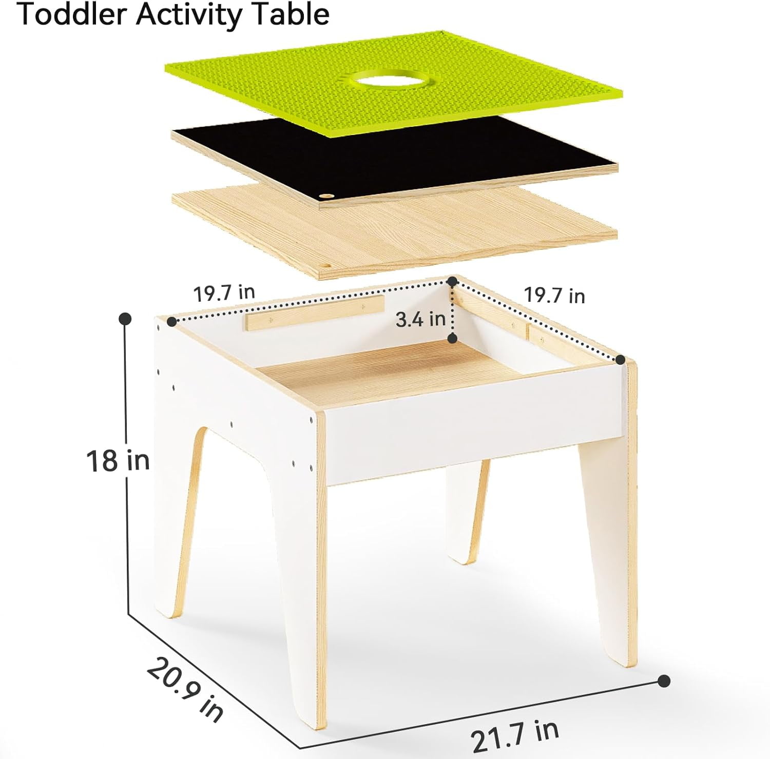 4 in 1 Kids Construction Play Table Compatiable with Large & Small ...