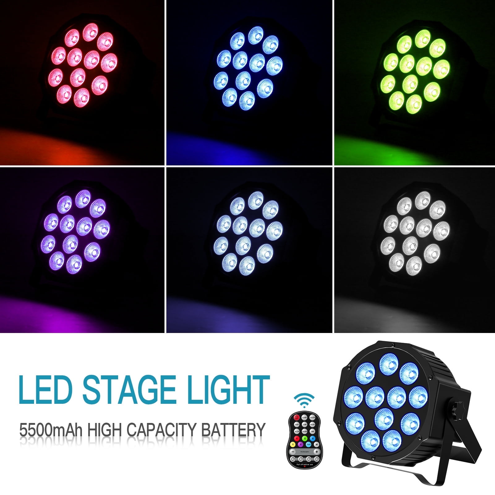 4 in 1 LED Built-in Battery PAR Light Strobe Light Color Mixing PAR ...
