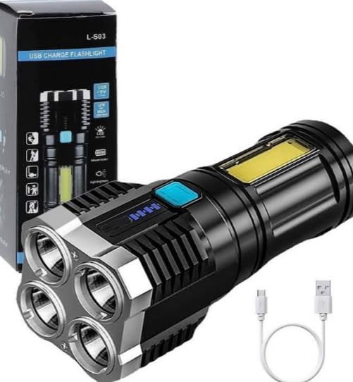 4 in 1 Led Torch Lights Rechargeable Emergency Torch Light 3W USB ...