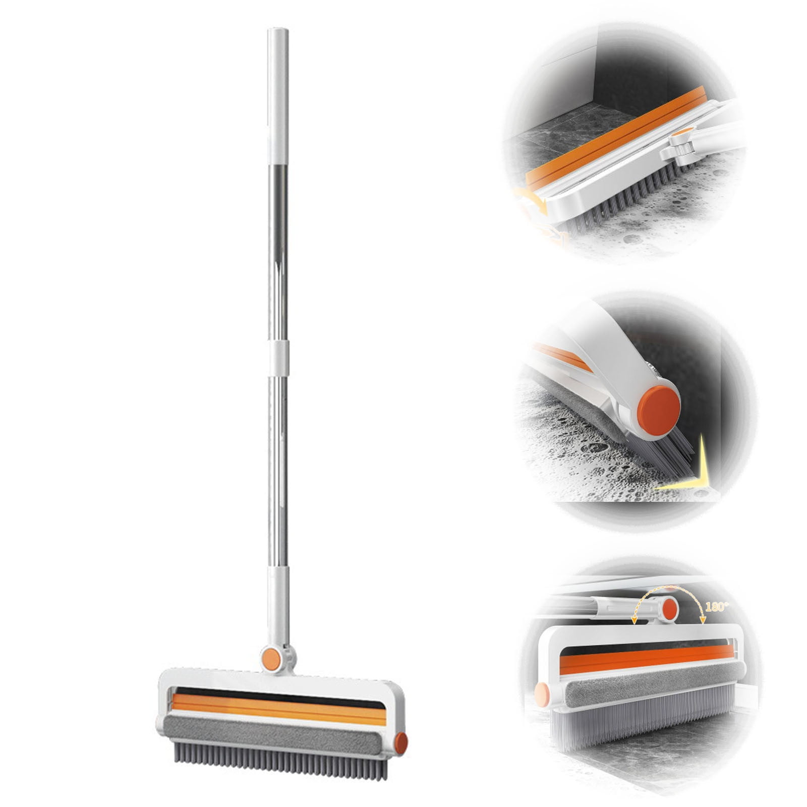 4 in 1 Long Handle Cleaning Brush with Squeegee | 180° Rotating V ...