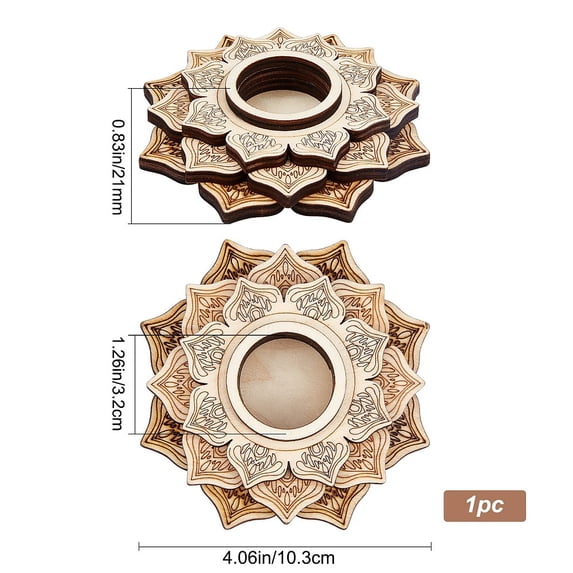 4.1" Lotus Sphere Display Stand Wood Ball Grid Board Wooden Rack Base ...