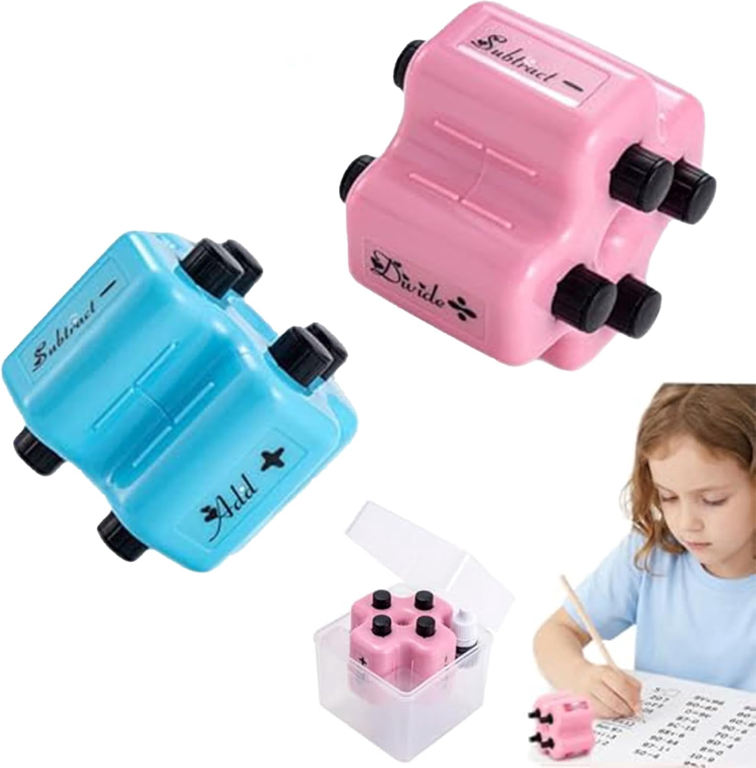 4 in 1 Math Roller Stamp, Addition Subtraction Multiplication Division ...