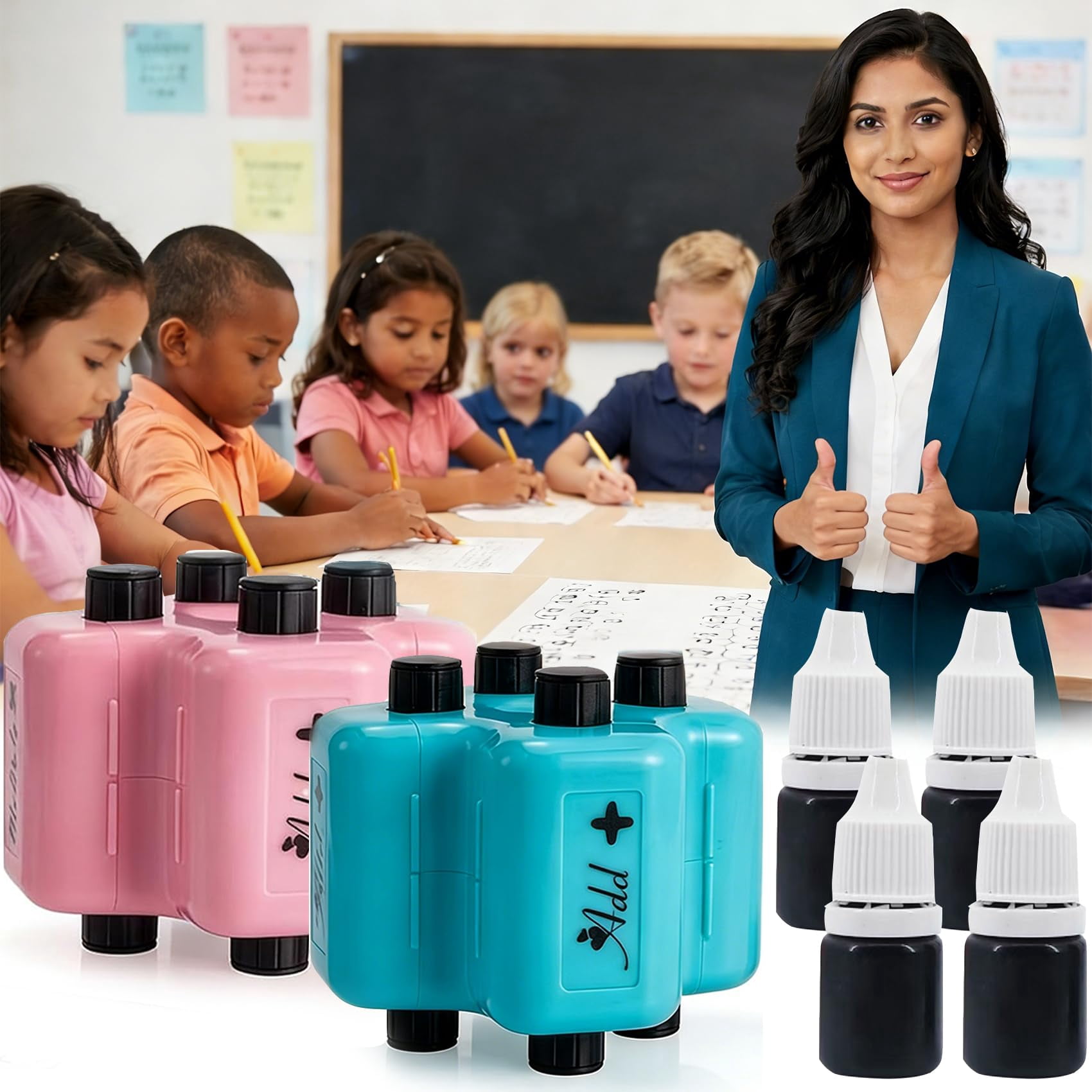 4 in 1 Math Roller Stamp, Math Stamp Roller, Randomized Addition ...