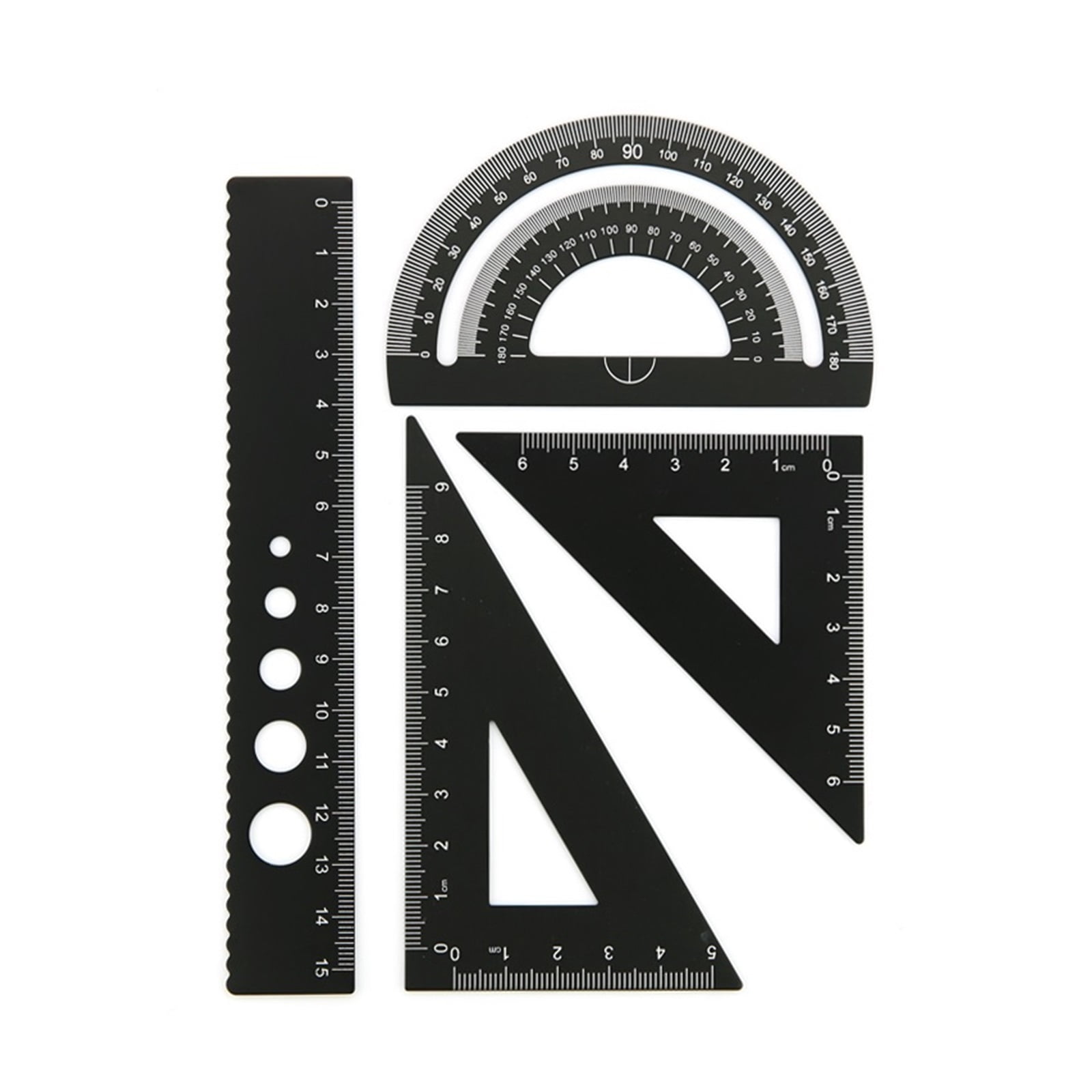 4 in 1 Metal Ruler Aluminum Alloy Angle Ruler Protractor Triangle Ruler ...