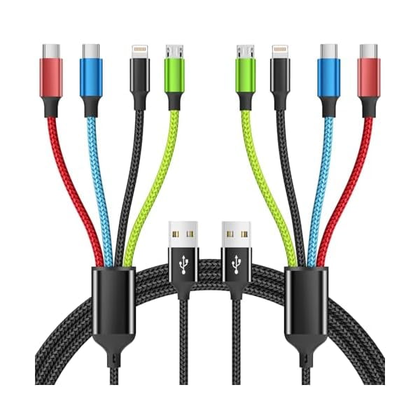 4 in 1 Multi Charging Cable [2Pack 5FT], Nylon Braided 4 in 1 Charging ...