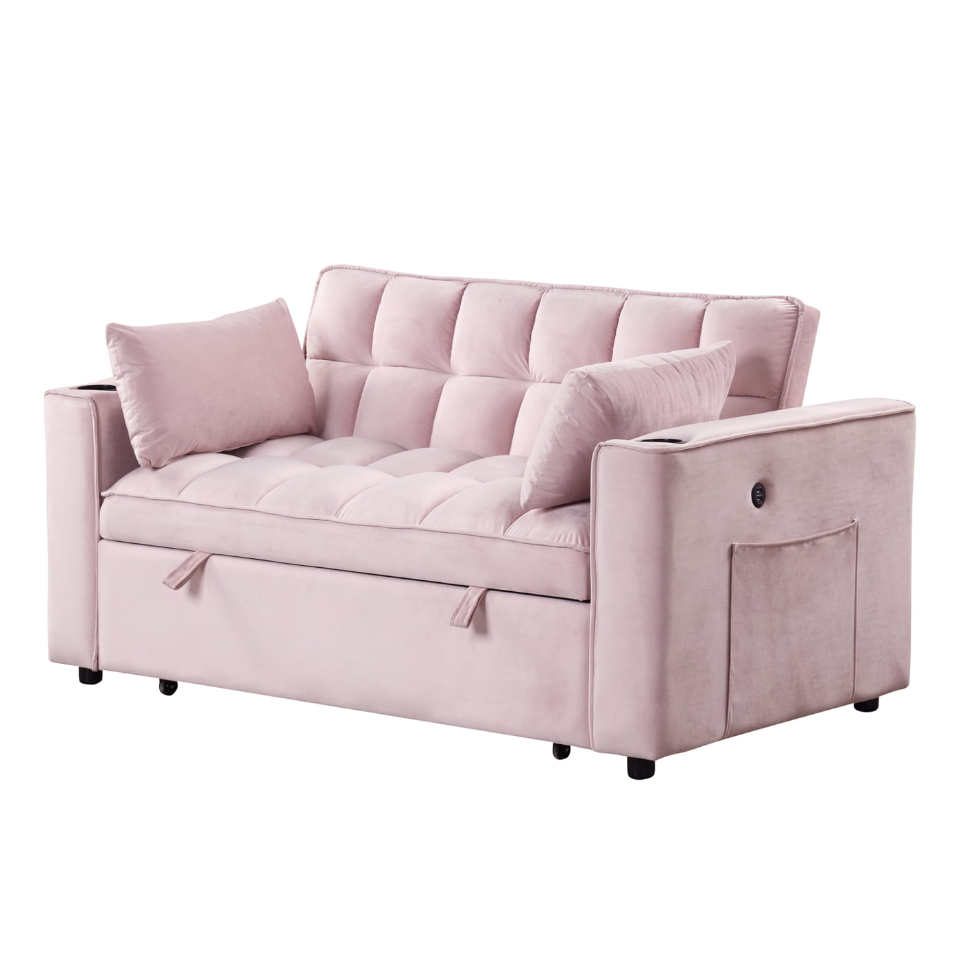 4 in 1 Multi-functional Sofa Bed with 2 Pillows, Contemporary Tufted ...
