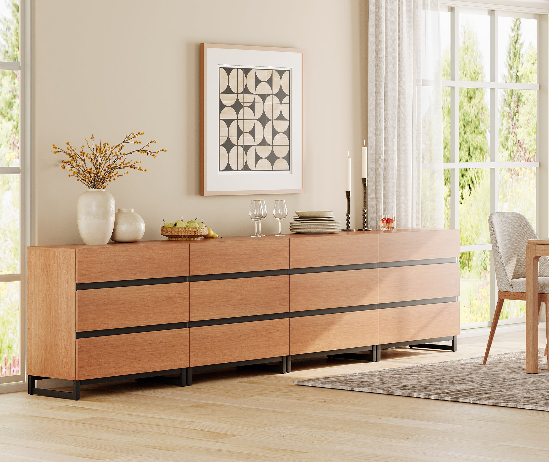 4 In 1 Multifunctional Sideboard Buffet Cabinets, Modern Sideboard With ...
