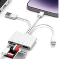 4 in 1 OTG Adapter SD Card Reader - Triple USB-C/Lightning/USB Memory ...