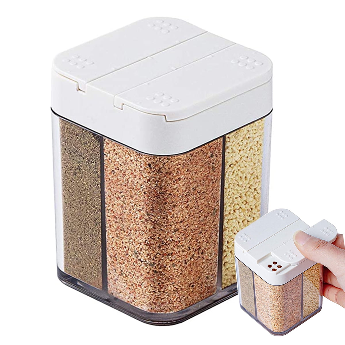 4 in 1 Plastic Salt and Pepper Shaker- Spice Dispenser with Adjustable ...