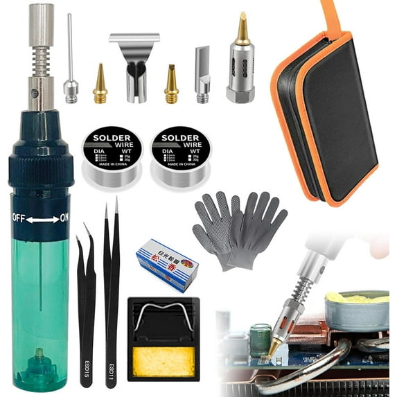 4 in 1 Portable Soldering Iron Kit, Cordless Adjustable Butane Gas ...