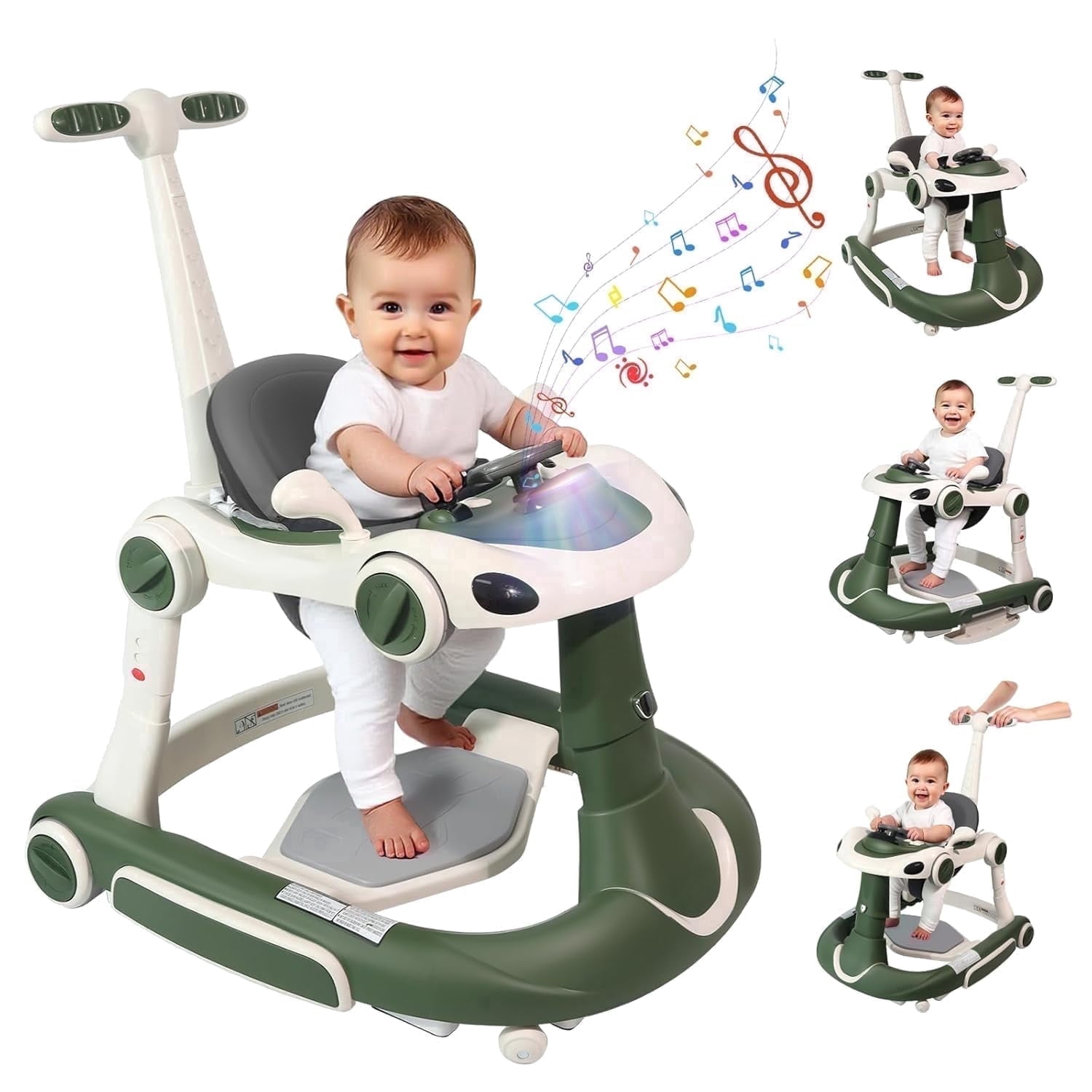 4 in 1 Push Baby Walker (Walker/Jumper/Rocking/Trolley Mode), Foldable ...
