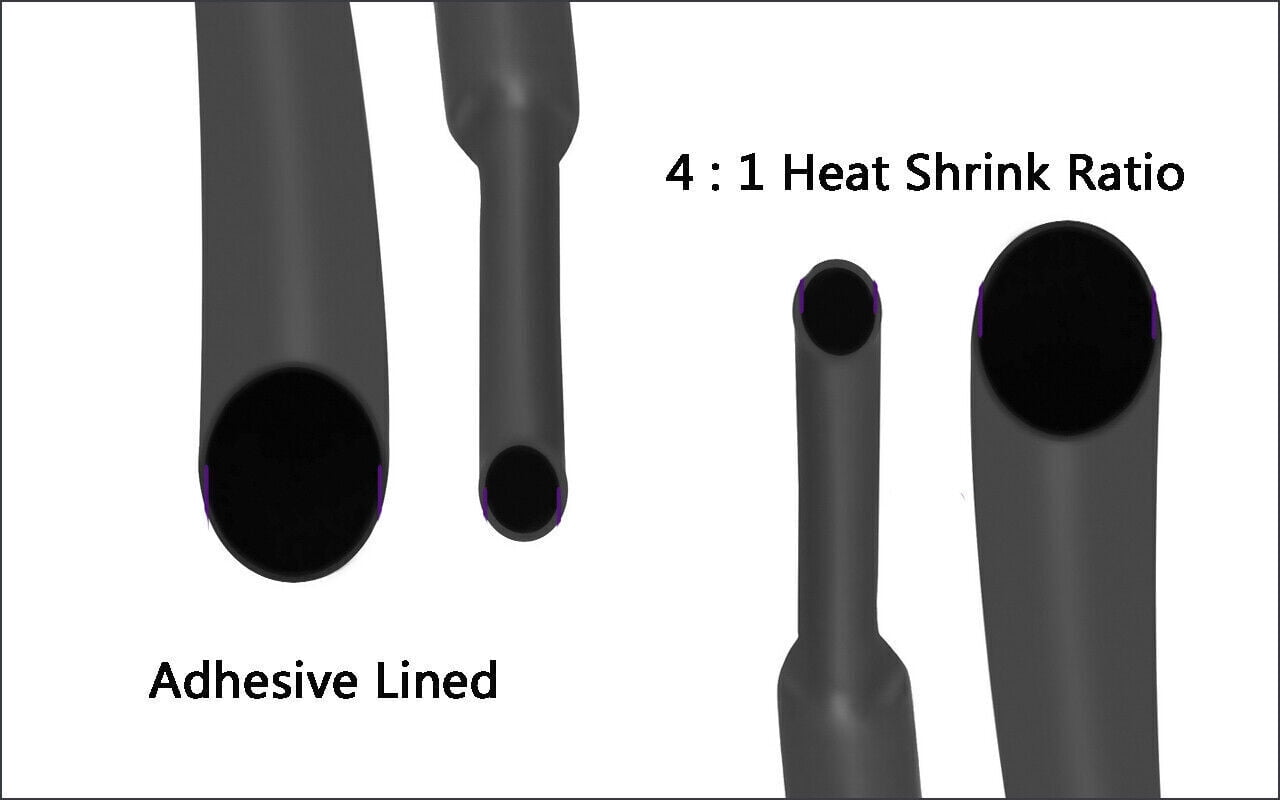 4:1 Ratio 1/4" Black Heat Shrink Tubing Adhesive Lined Electrical Wire Wrap 15FT - Walmart.com