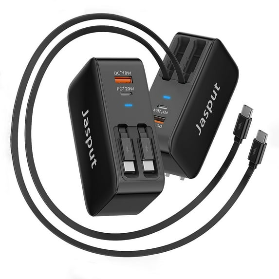 4 in 1 Retractable Wall Charger with Dual Cables,40W Retractable Phone ...