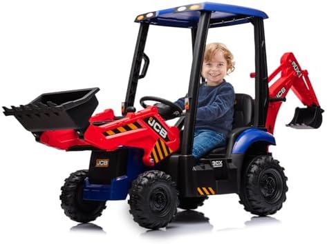 4 in 1 Ride on Excavator, 12V Licensed JCB Excavator Ride on Toy with ...