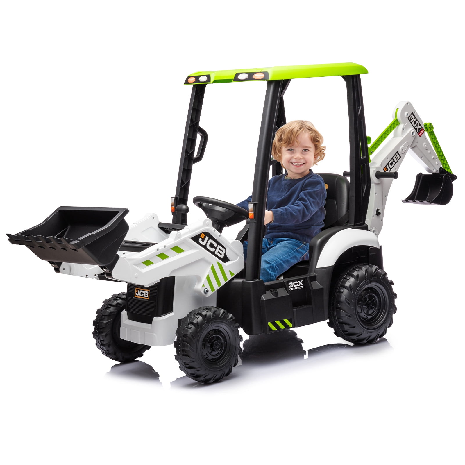 4 in 1 Ride on Tractor, Excavator & Bulldozer & Removable Tent, 12V ...