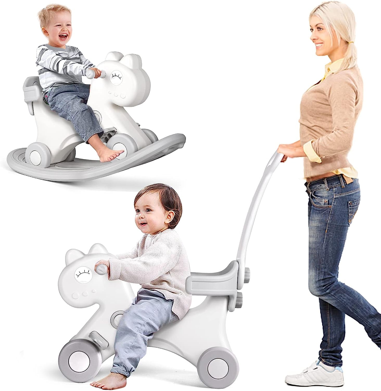 4 in 1 Rocking Horse for Toddlers 1-3 Years Old, Balance Bike Ride On ...