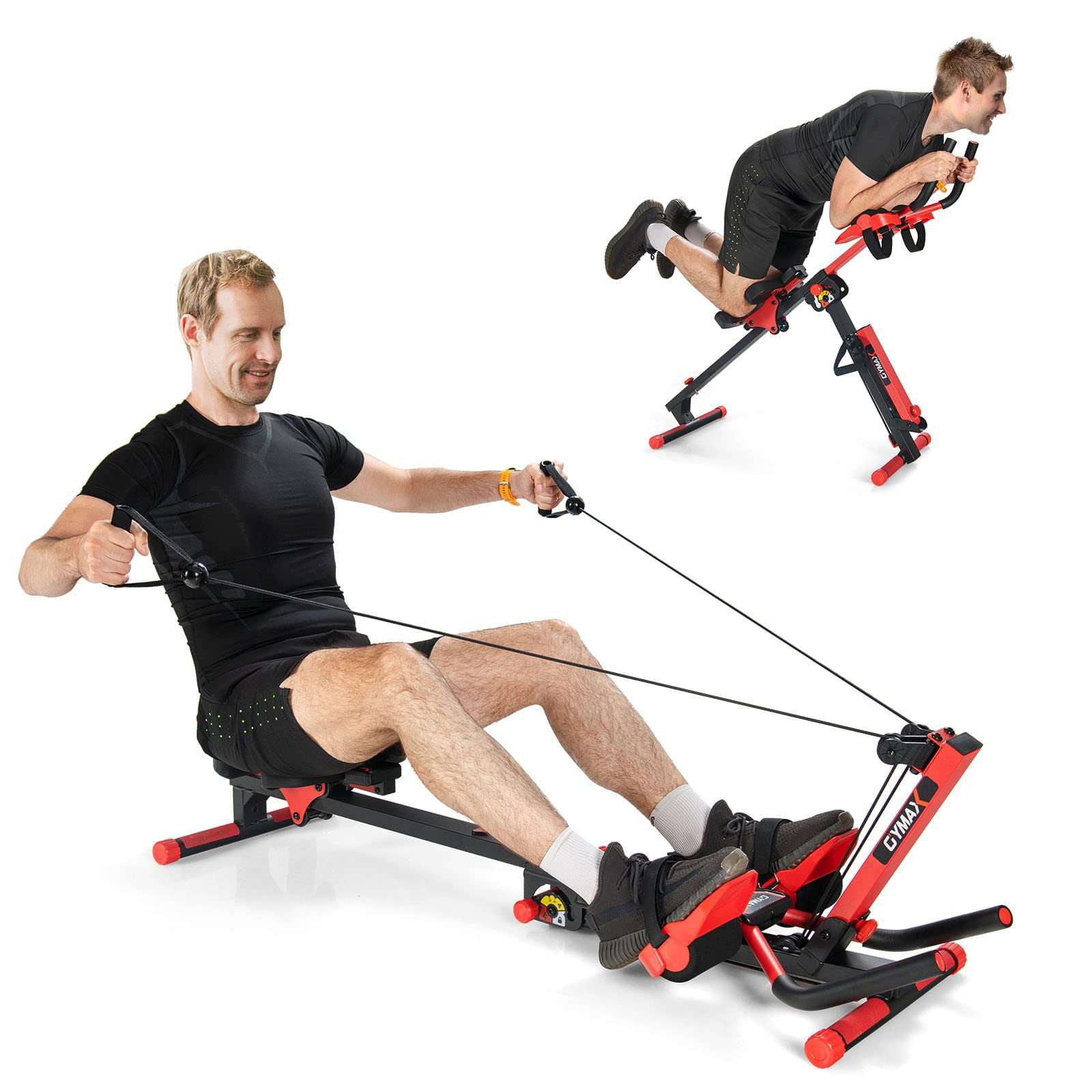 4 in 1 Rowing Machine for Home Gym, Multifunctional Adjustable Ab ...