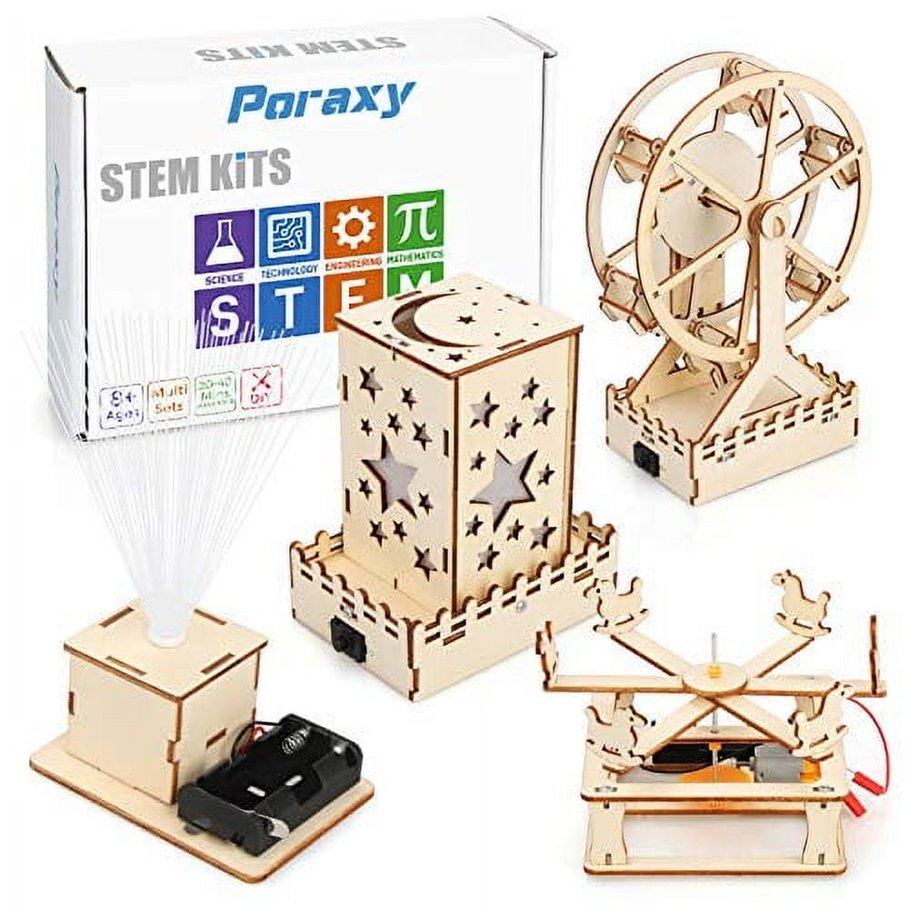 4 in 1 STEM Kit, Wooden Construction Science Projects,Assembly ...