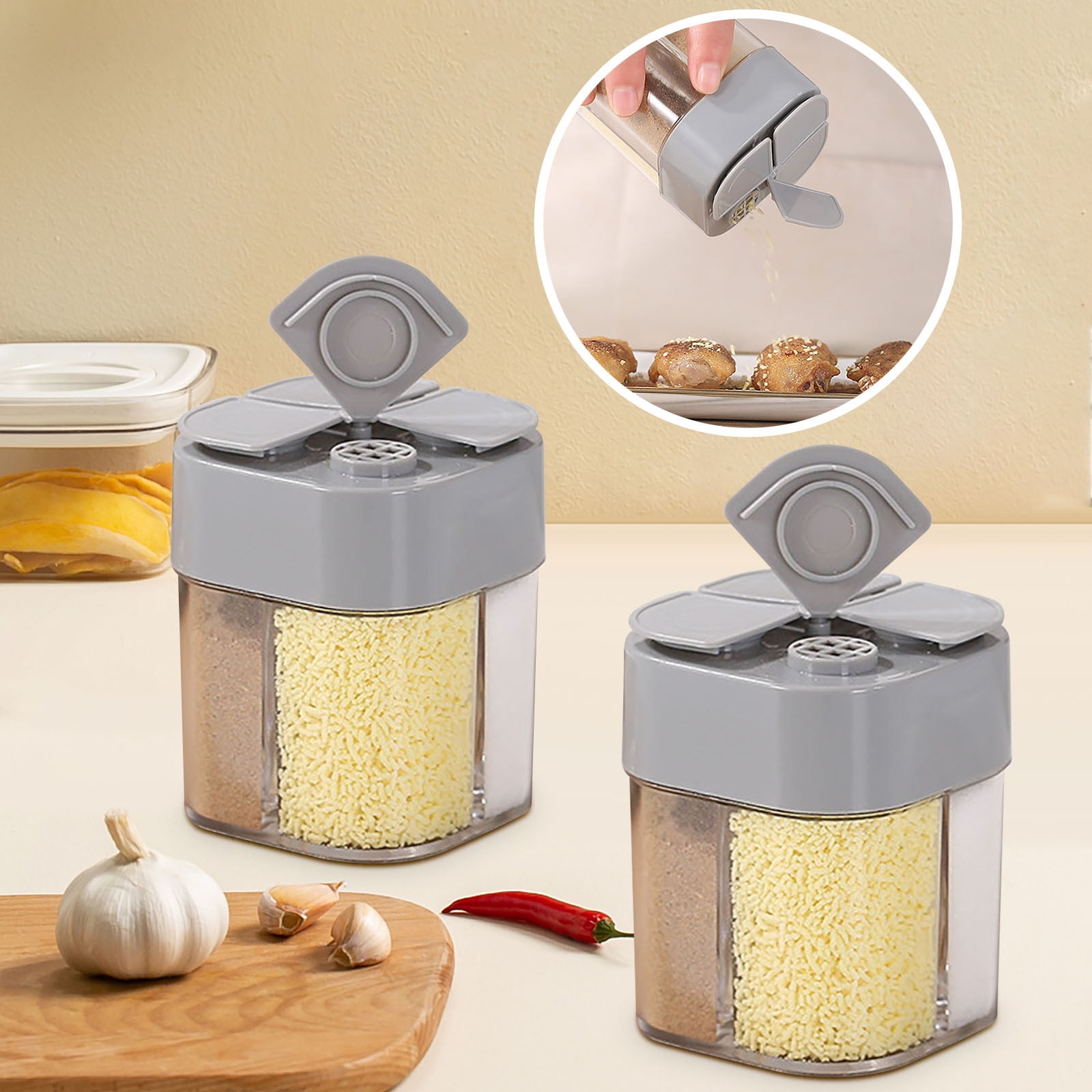 4 in 1 Seasoning Containers with Lid, Portable Travel Spice Containers ...