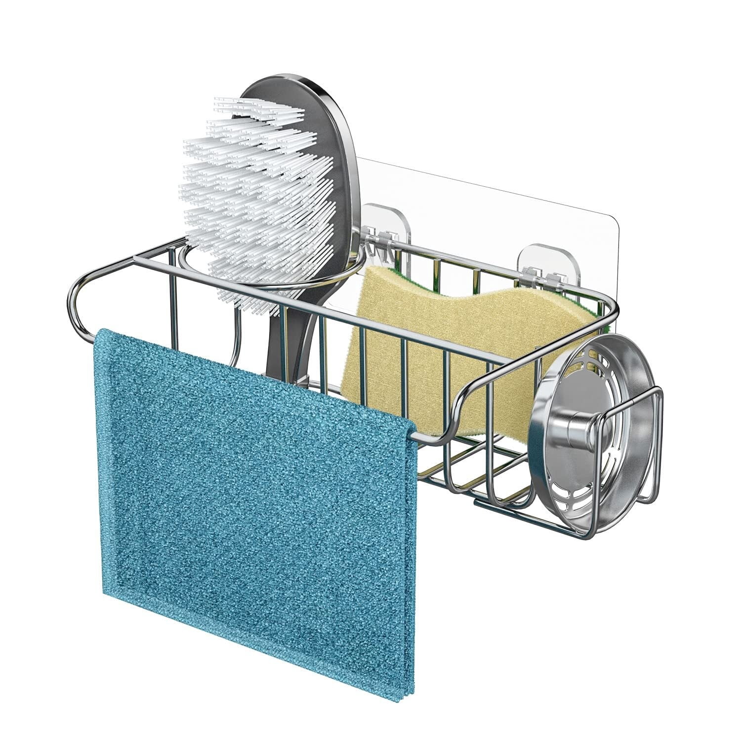 4 in 1 Sink Caddy Sponge Holder, SUS304 Stainless Steel Kitchen Brush ...