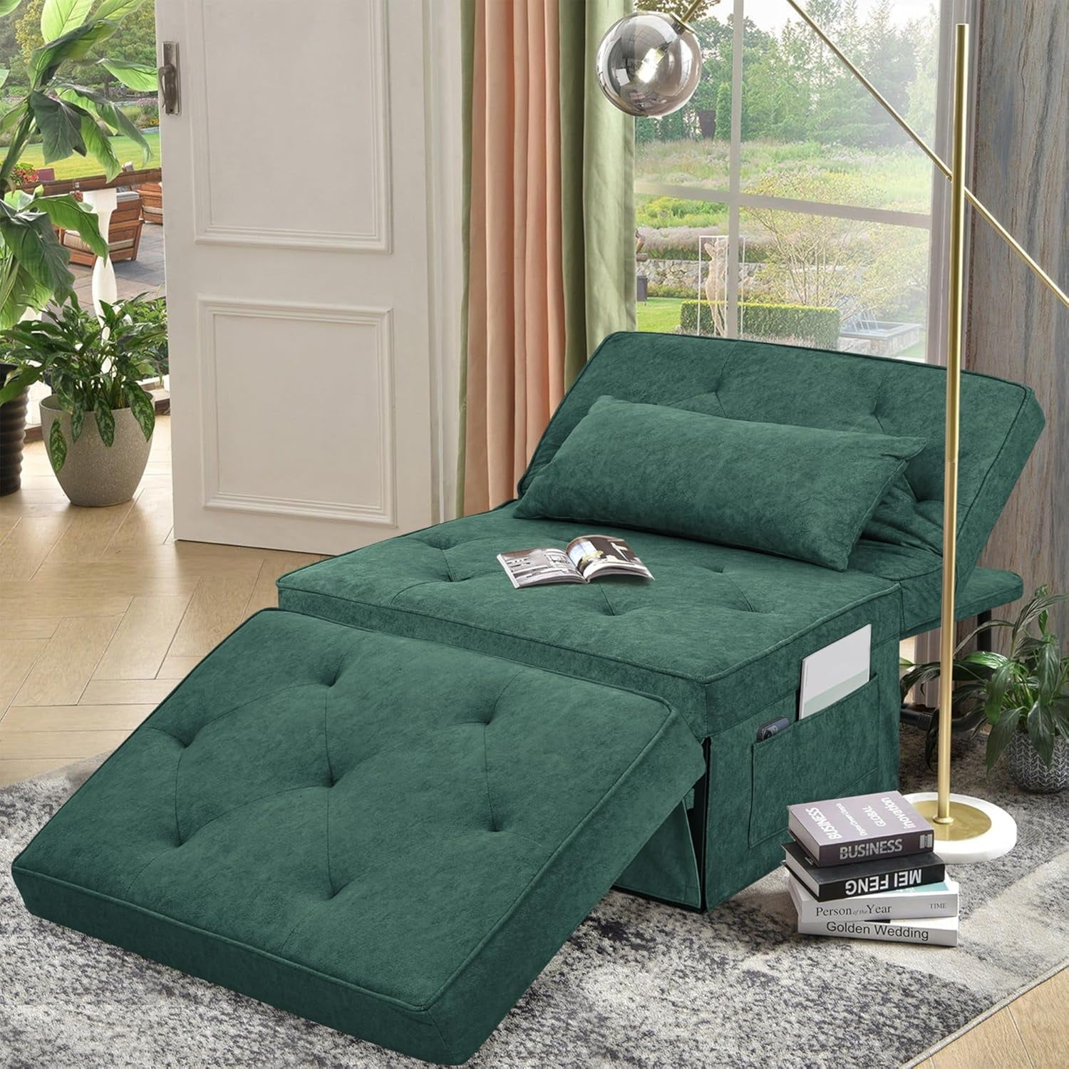 4 in 1 Sleeper Ottoman Bed Chair Sofa Convertible Sleeper Chair Bed ...