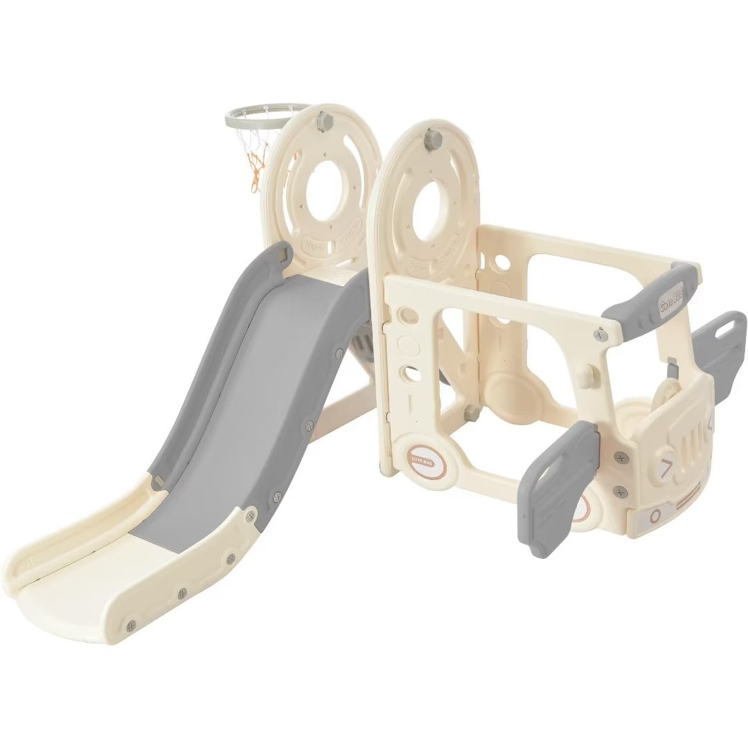 4 in 1 Slide for Kids, Toddler Slide with Bus Play Structure ...