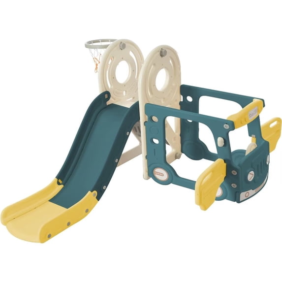 4 in 1 Slide for Kids, Toddler Slide with Bus Play Structure ...