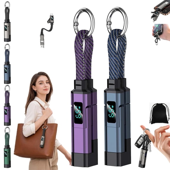 4 in 1 Smart Display Keychain Cable, 2026 New Portable USB 65w Fast ...